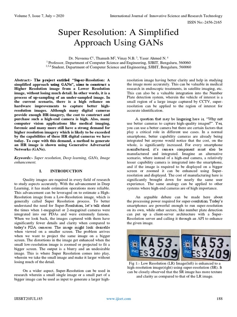Super Resolution A Simplified Approach Using GANs | PDF | Artificial Neural Network | Cybernetics