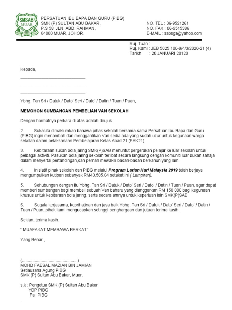 Contoh Surat Permohonan Van - MarksrDodson