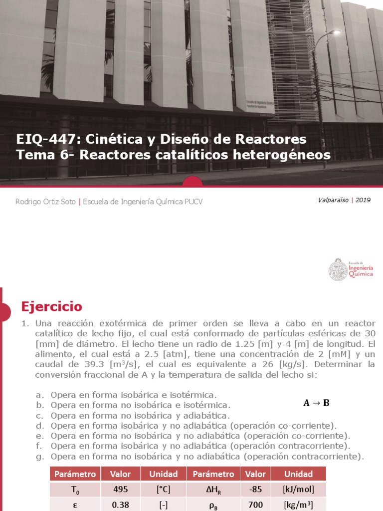 Tema 6 - Reactores Heterogéneos PDF | PDF | Reacciones químicas | Cantidades fisicas