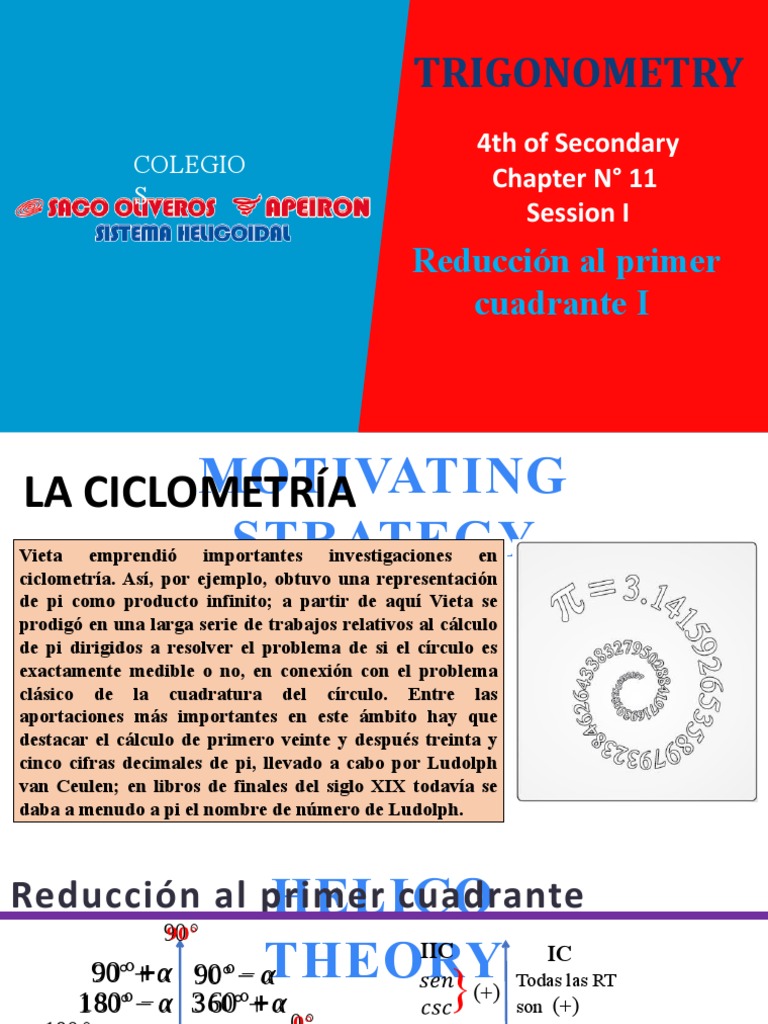 Trigonometría: Reducción al 1er Cuadrante | PDF | Pi | Análisis complejo