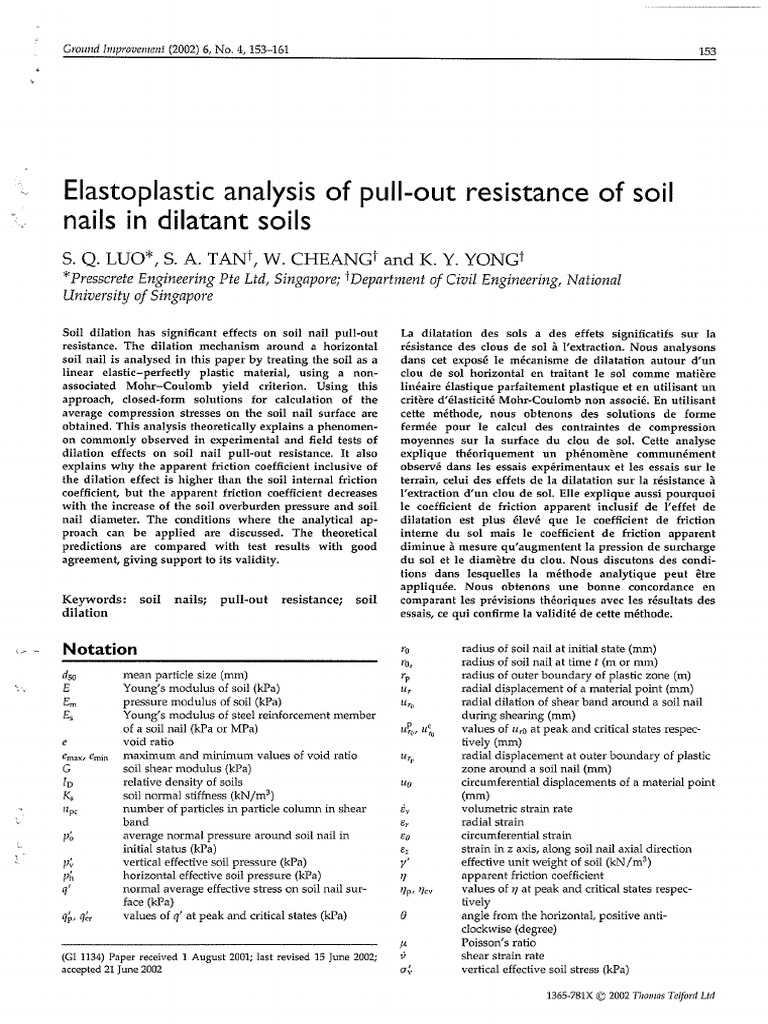 Soil Nail-Pull-out Resistance PDF | PDF
