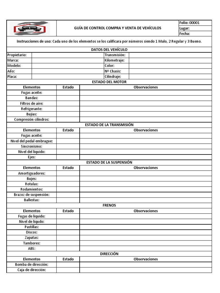 Guia de Control Compra y Venta de Vehiculos | PDF | Vehículos de ruedas | Vehículo de motor