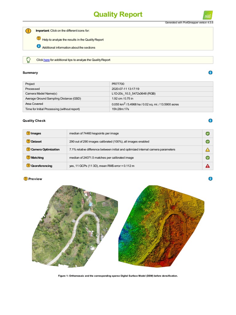 Quality Report: Generated With Pix4Dmapper Version 4.5.6 | PDF | Pixel ...