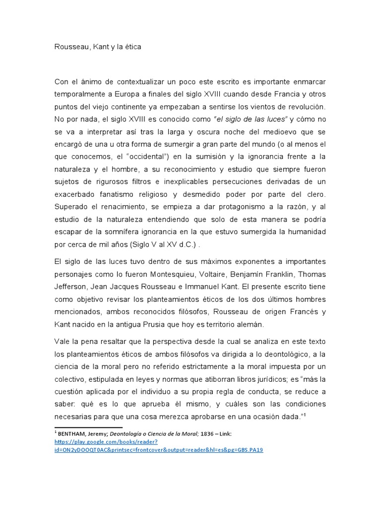 Rousseau y Kant | PDF | Immanuel Kant | Jean-Jacques Rousseau