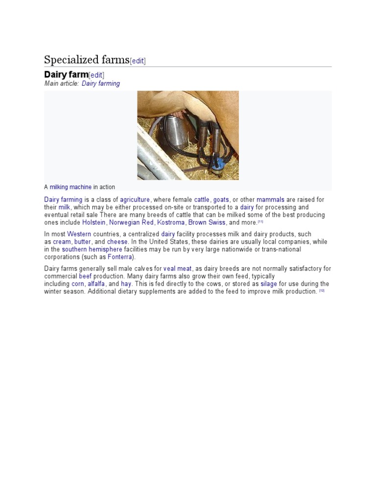Specialized Farms: Dairy Farm | PDF