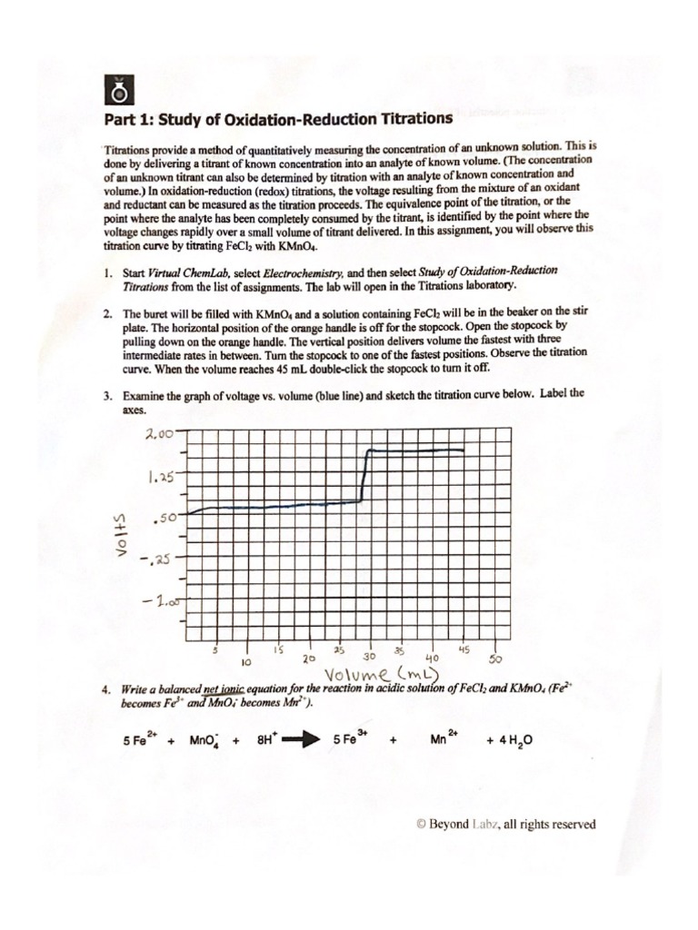Part 1 Study of Oxidation-Reduction Titrations 2 | PDF