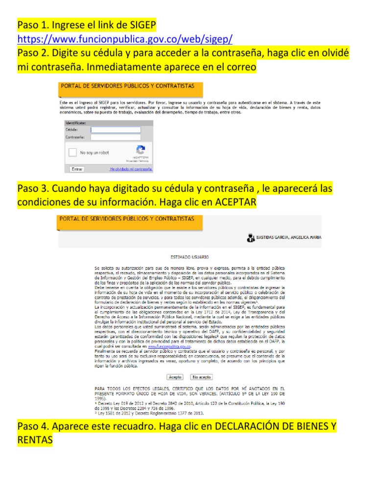 Paso A Paso de Sigep Rentas PDF | PDF