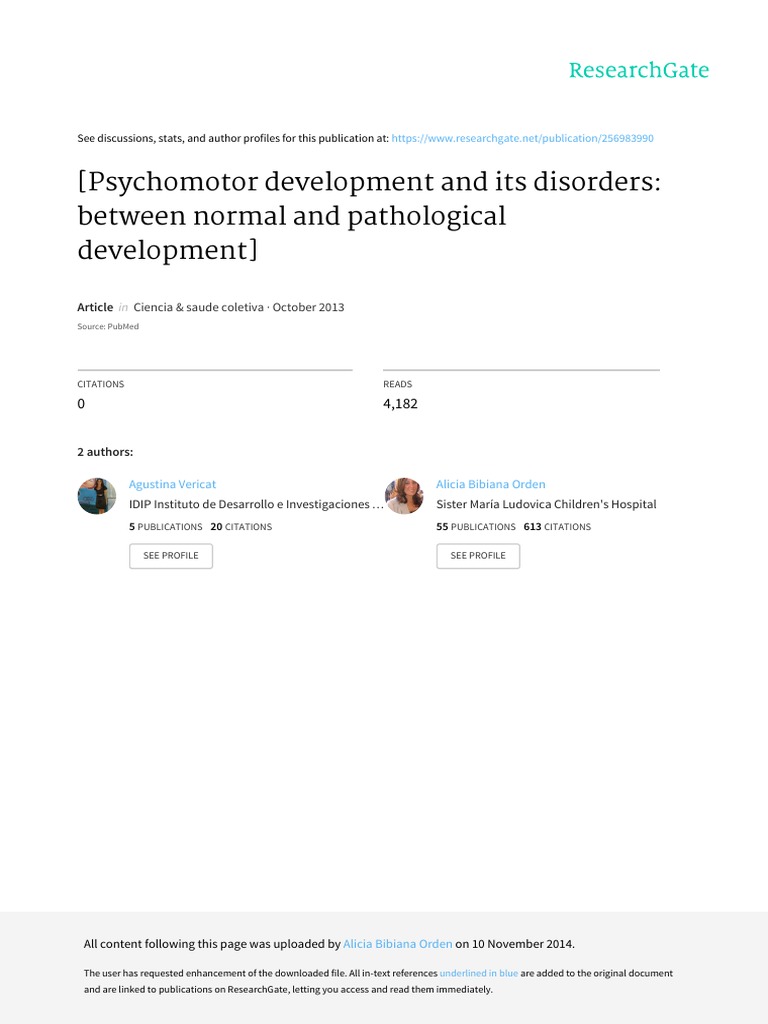 Psychomotor Development and Its Disorders: Between Normal and ...