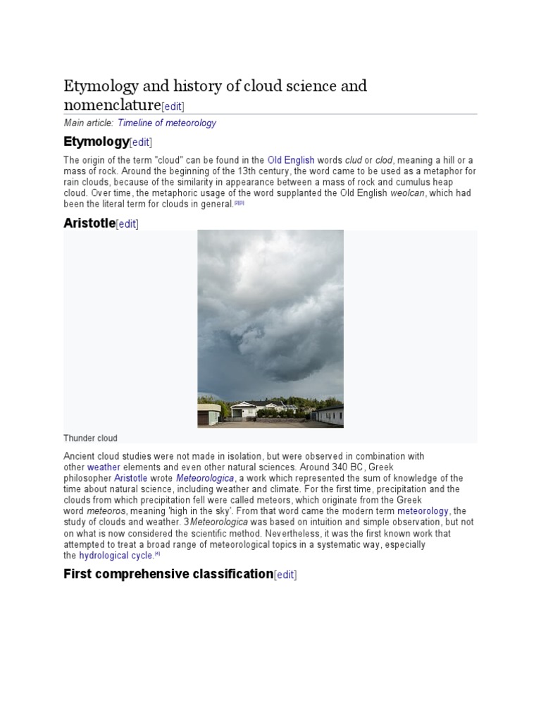 Etymology and History of Cloud Science and Nomenclature | PDF | Cloud ...