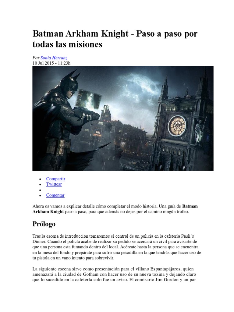 Guía Completa de Misiones en Batman Arkham Knight | PDF | Tanques ...