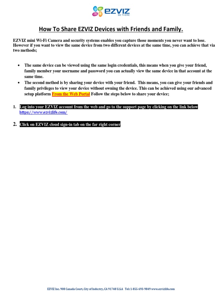EZVIZ - How To Share EZVIZ Devices With Friends and Family | PDF | Login | User (Computing)