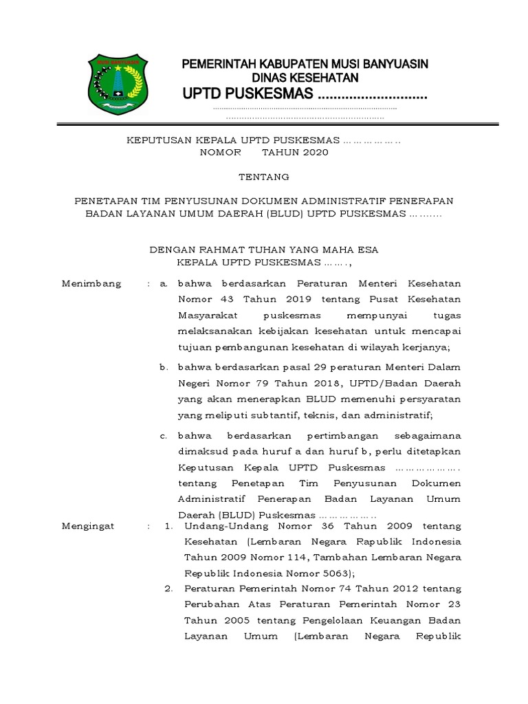 Draft SK Tim Blud PKM | PDF