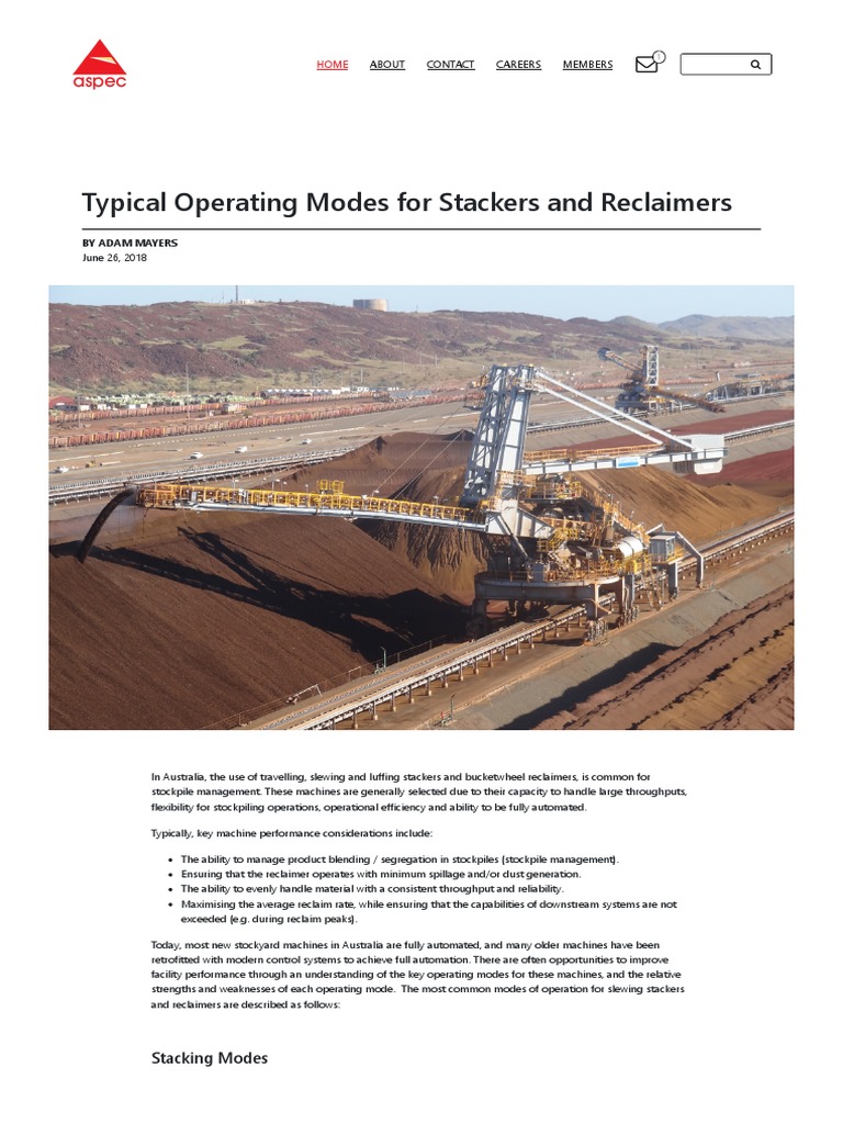 Typical Operating Modes For Stackers and Reclaimers - Aspec - Com.au ...