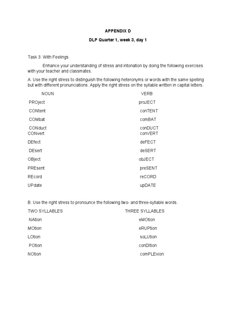 Quarter 1-Week 3 - Day 1-Appendix D | PDF