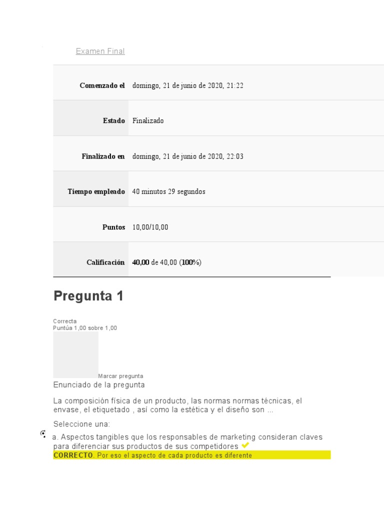 Examen Final Fundamentos de Mercadeo | PDF | Percepción | Marketing