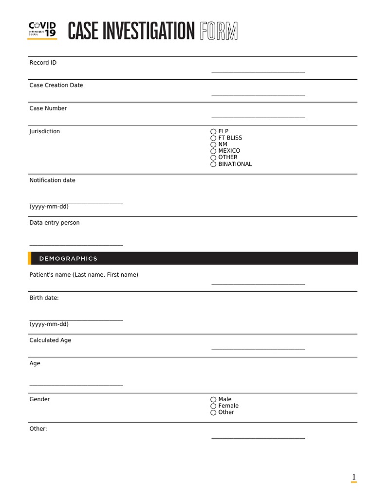 COVID-19 Case Investigation Form | PDF | Nursing Home Care | Health Care