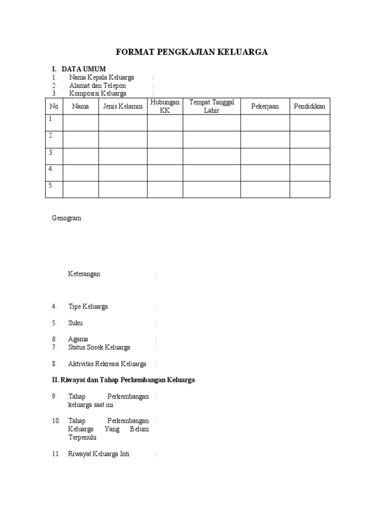 Form Askep Keluarga | PDF | Pengembangan Diri | Kesehatan Holistik