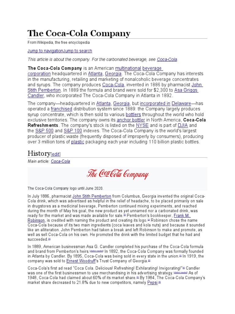 Coke Reference | Download Free PDF | The Coca Cola Company | Soft Drink