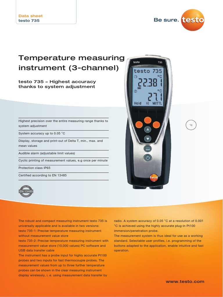 Temperature Measuring Instrument (3-Channel) : Testo 735 - Highest ...
