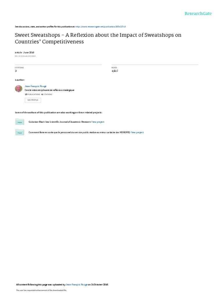 Sweet Sweatshops - A Re Exion About The Impact of Sweatshops On ...