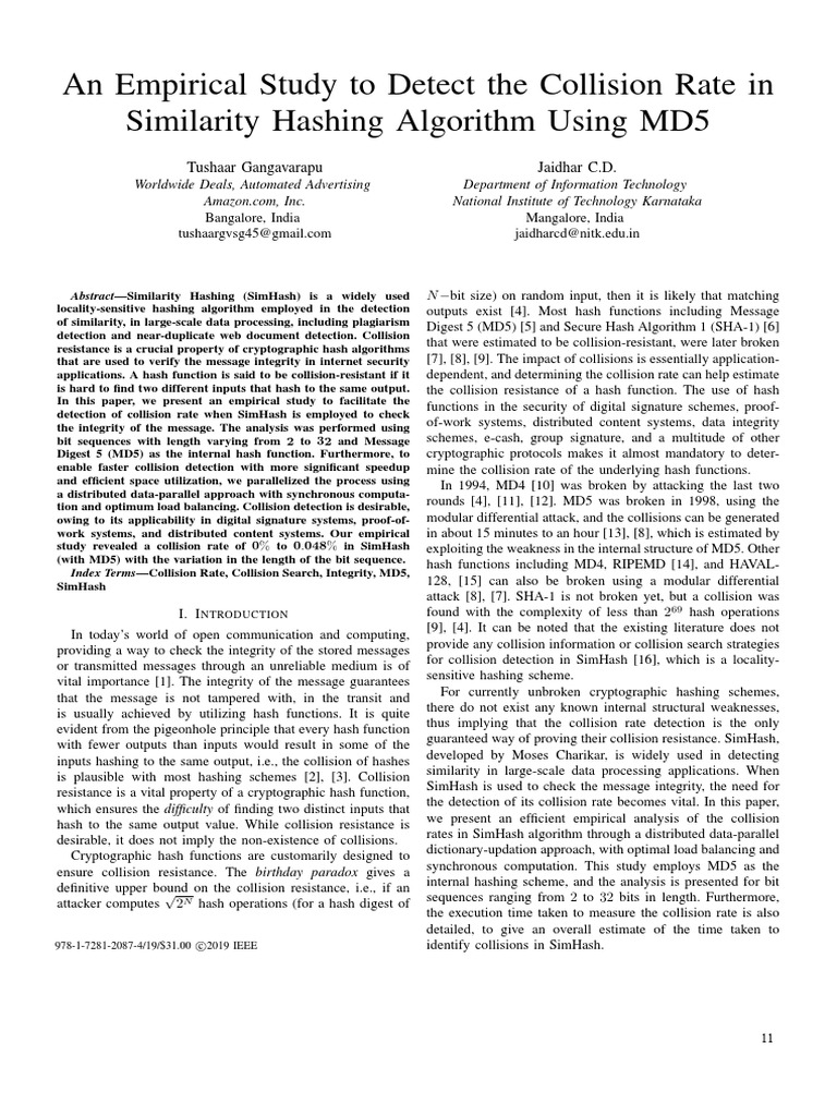 An Empirical Study To Detect The Collision Rate in Similarity Hashing ...