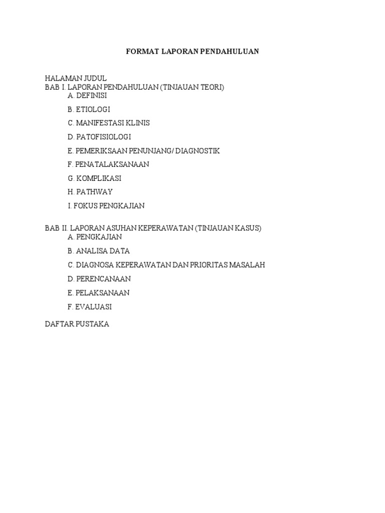 Format Laporan Pendahuluan | PDF