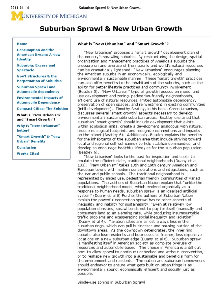 New Urbanism vs. Suburban Sprawl | PDF | Urban Sprawl | Street
