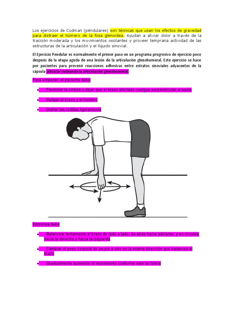 Ejercicios de Codman para el Hombro | PDF | Salud y bienestar | Ciencia ...
