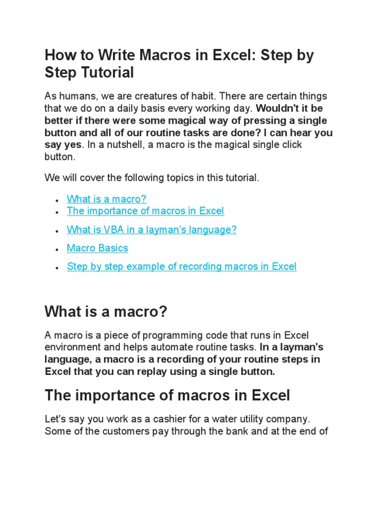 How To Write Macros in Excel | PDF | Visual Basic For Applications ...