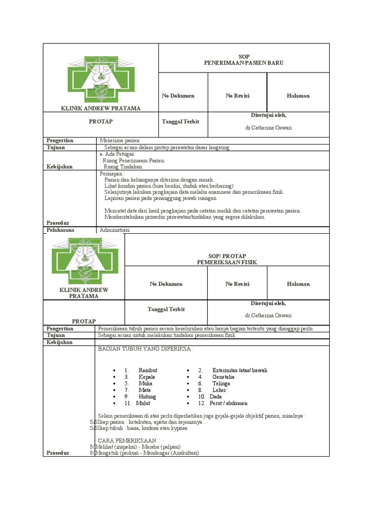 Sop Klinik Pratama P2P | PDF