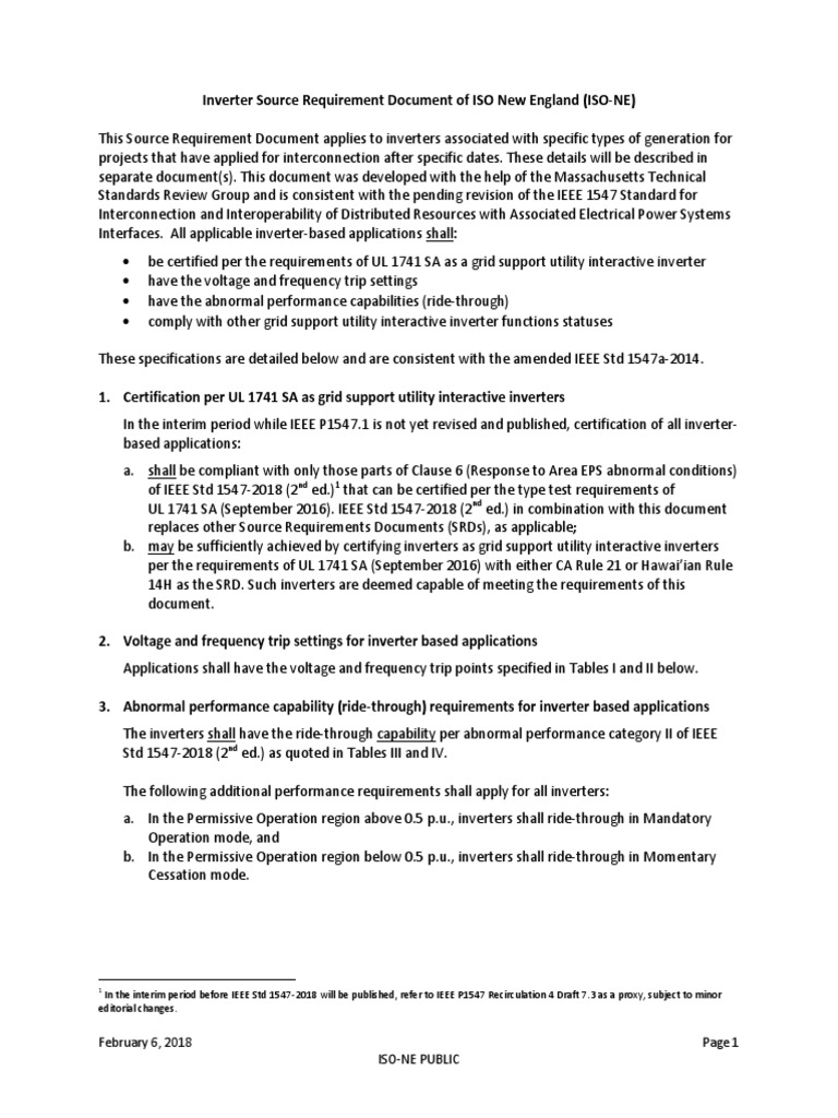 ISO New England Source Requirement Document-2018-02-06 | PDF | Power ...