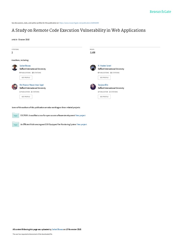A Study On Remote Code Execution Vulnerability in Web Applications ...