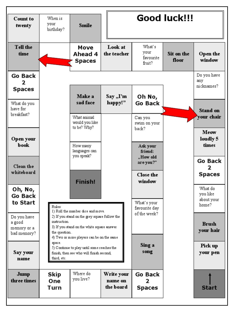 Back to School Board Game Instructions | PDF
