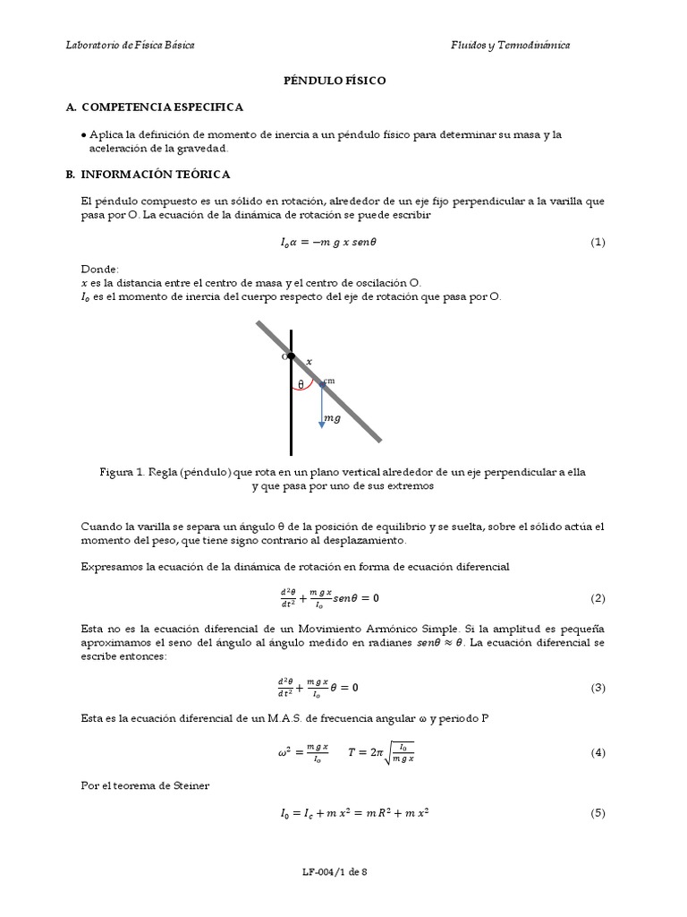 Péndulo Físico-Edwin Leonel Gonzales Barrionuevo | PDF | Péndulo | Rotación