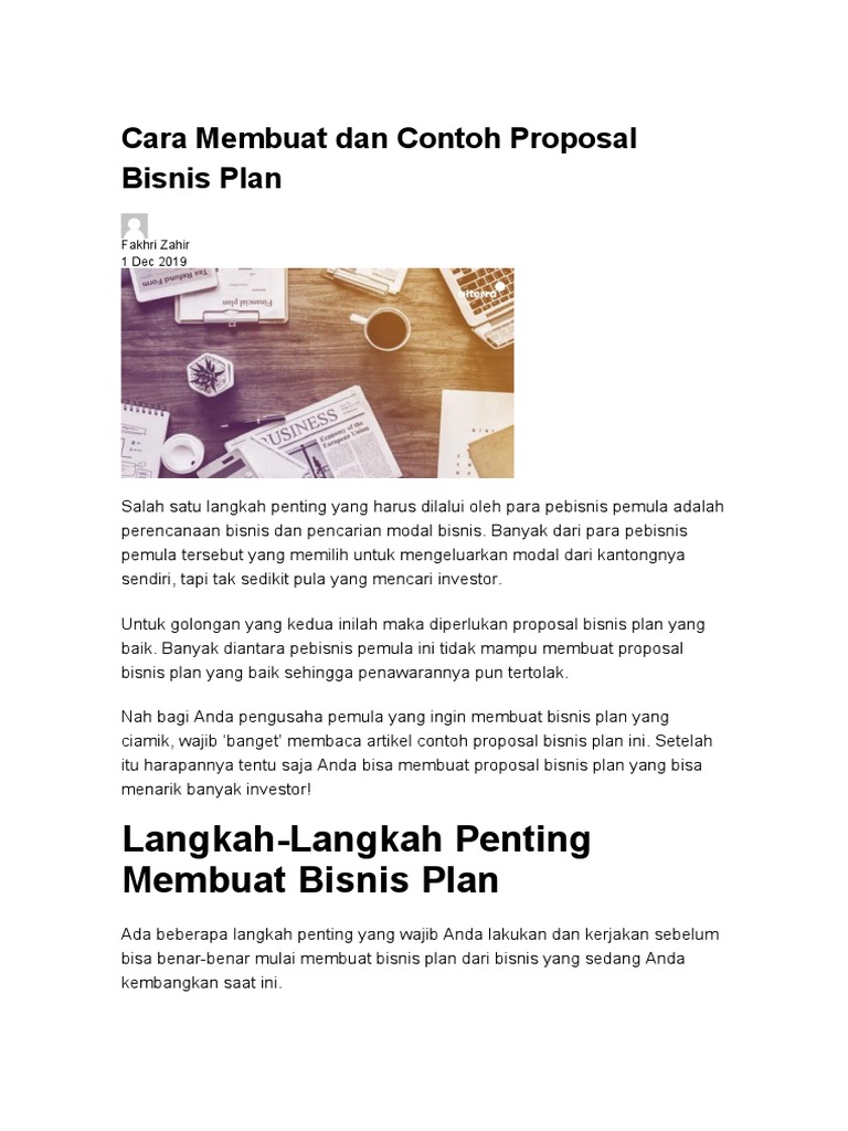 Contoh Proposal Bisnis Plan Sederhana | PDF