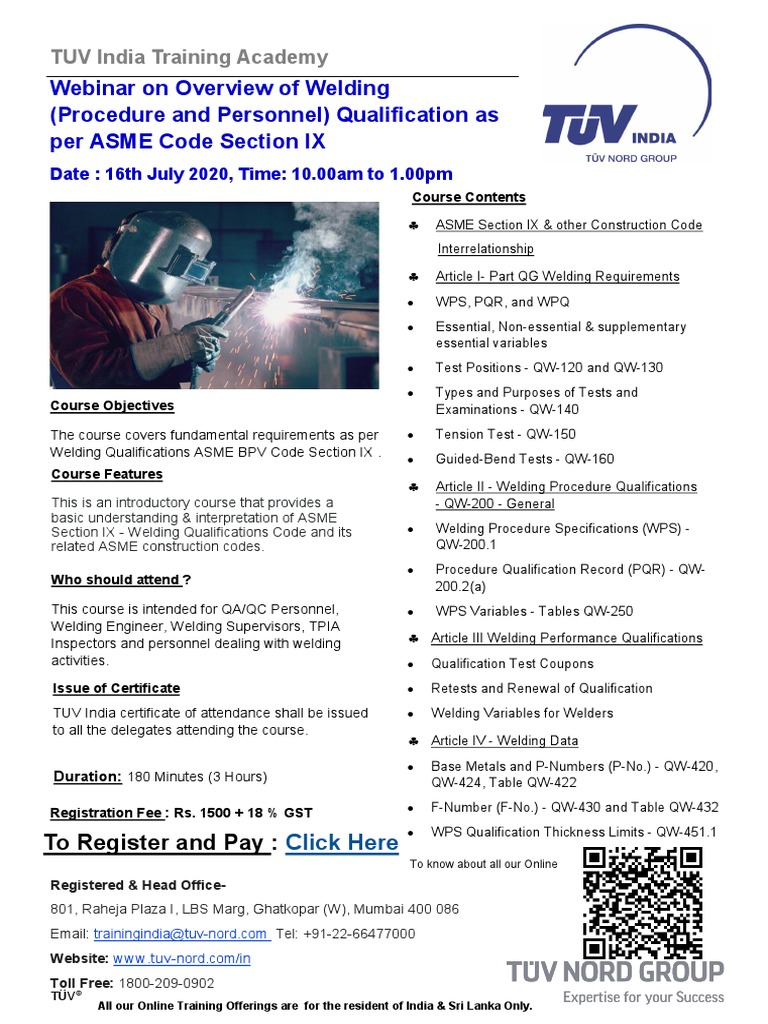 Overview of Welding (Procedure and Personnel) Qualification As Per ASME ...