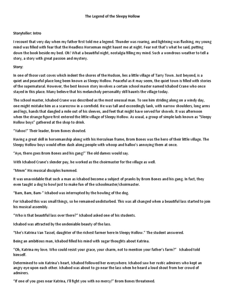 The Legend of The Sleepy Hollow (FINAL) - SCRIPT | PDF | The Legend Of ...
