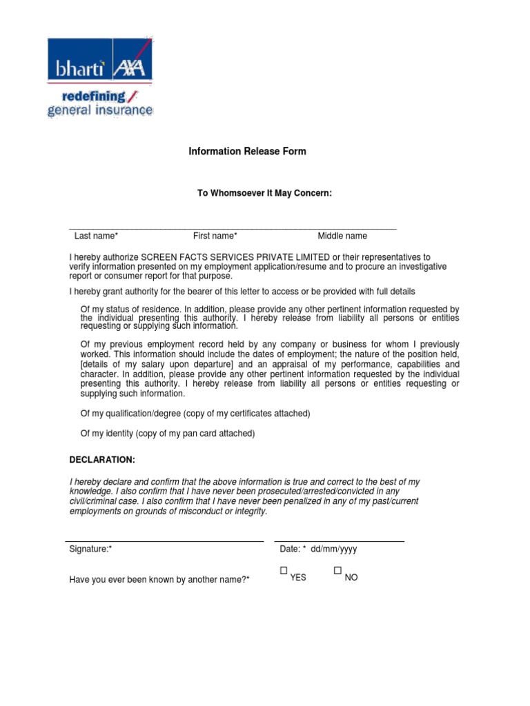 Information Release Form | PDF