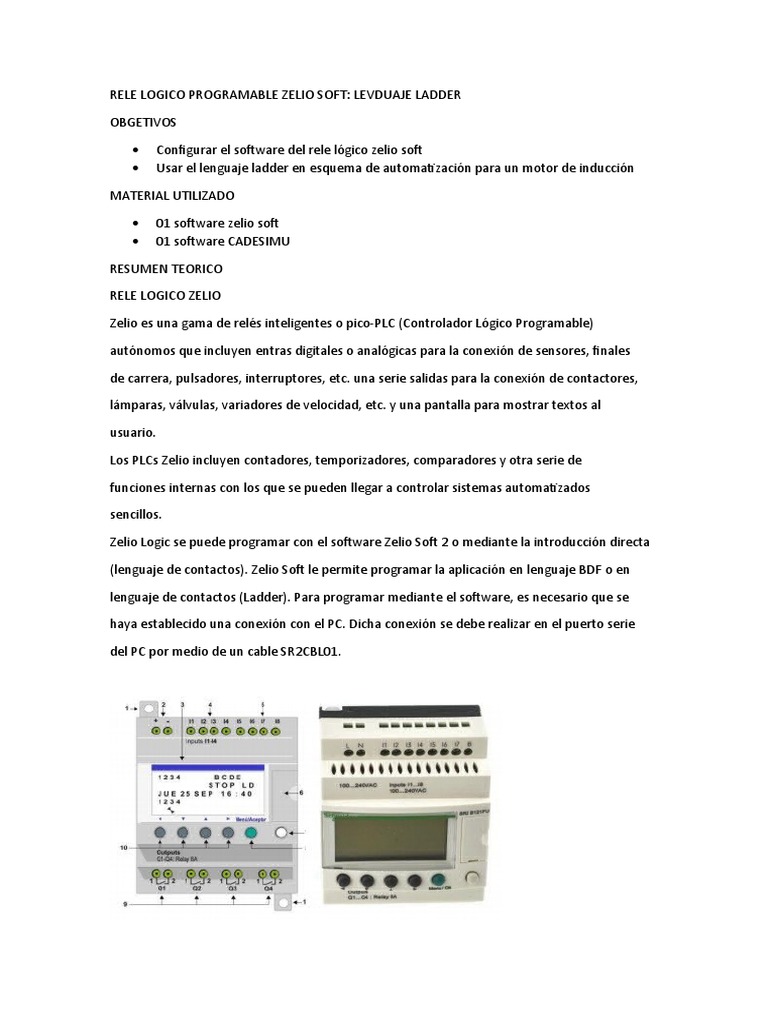 Rele Logico Programable Zelio Soft | PDF | Controlador lógico ...