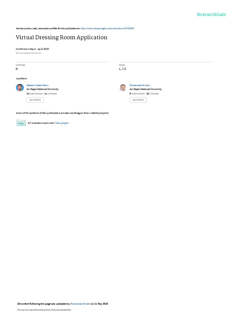 Virtual Dressing Room Application: April 2019 | PDF | Augmented Reality ...