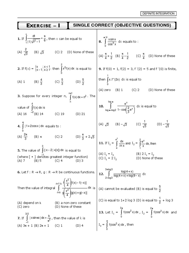 Definite Integration Assignment | PDF | Function (Mathematics) | Analysis
