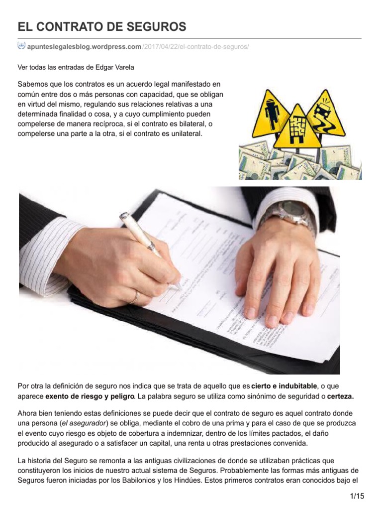 Contrato de Seguros PDF | PDF | Póliza de seguros | Reaseguro