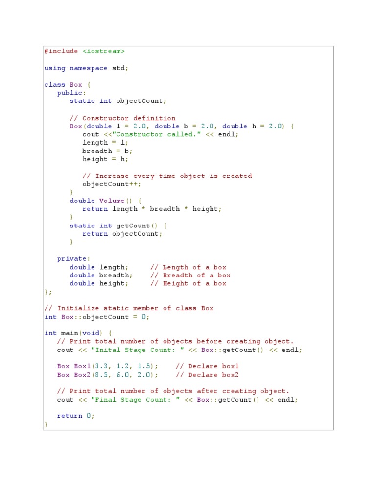 Using Namespace Class Public Static Int | PDF