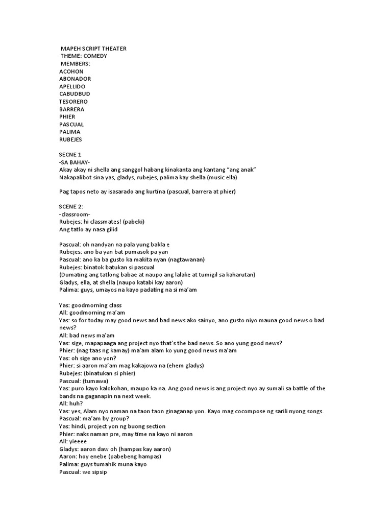 Mapeh Script Theater | PDF