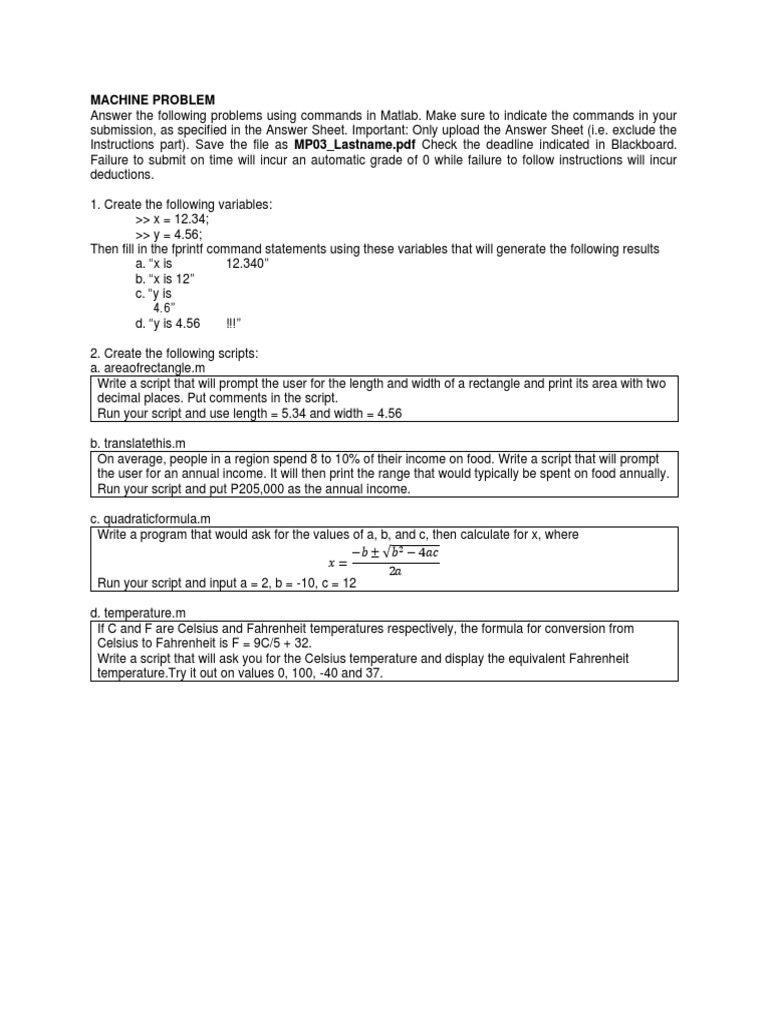 Machine Problem | PDF