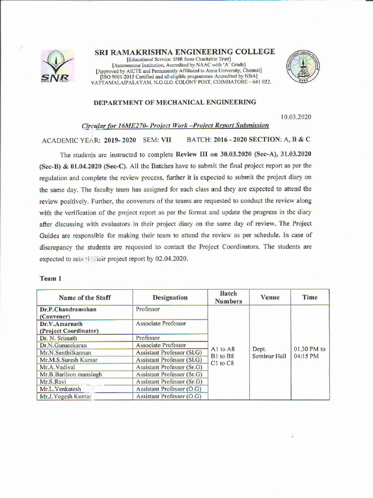 Project Report Submission Cum Review Circular | PDF