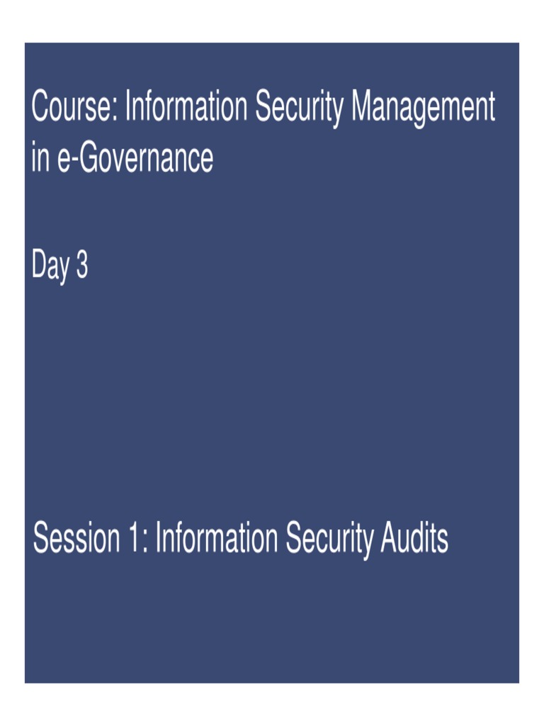 Course: Information Security Management in E-Governance | PDF ...