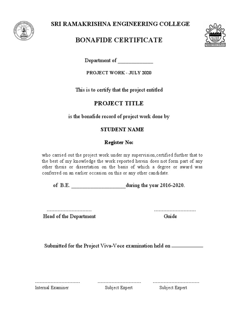 UG Project Bonafide | PDF