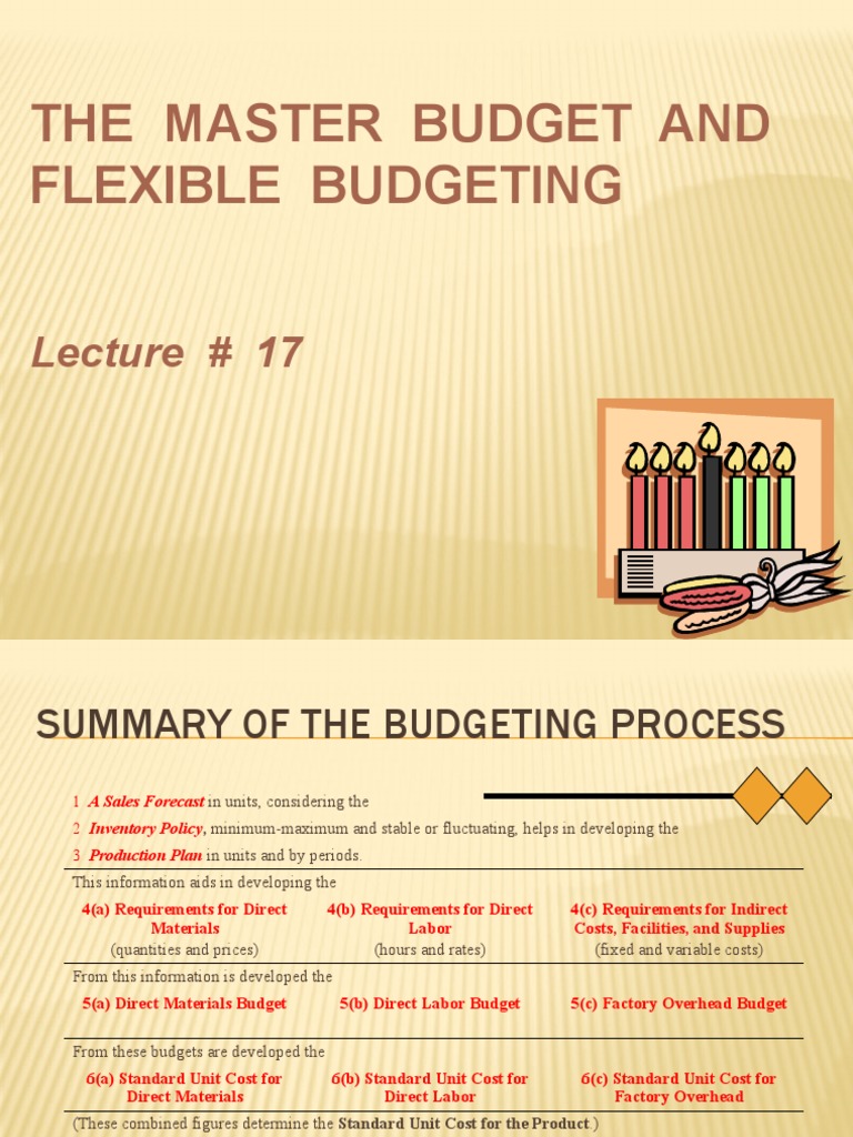 The Master Budget and Flexible Budgeting: Lecture # 17 | PDF | Cost ...