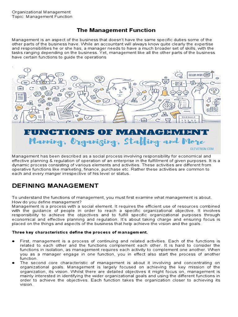 Functions of Management | PDF | Human Resources | Goal